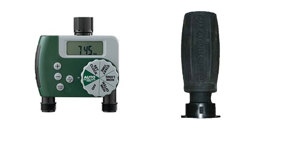 Orbit 2 Port Digital Hose Watering Timer and 3-in-1 Drip Faucet Adapter ...