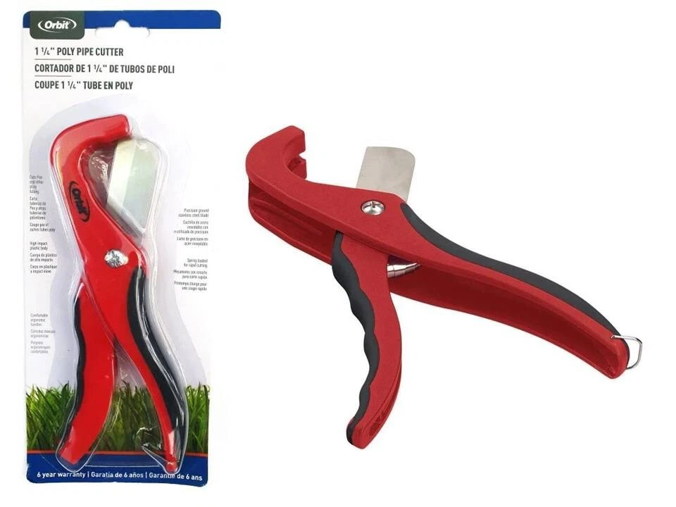 Orbit 26120 Poly Pipe Cutter 1-1/4'' W/Ergonomic Handle, Red/Black ...