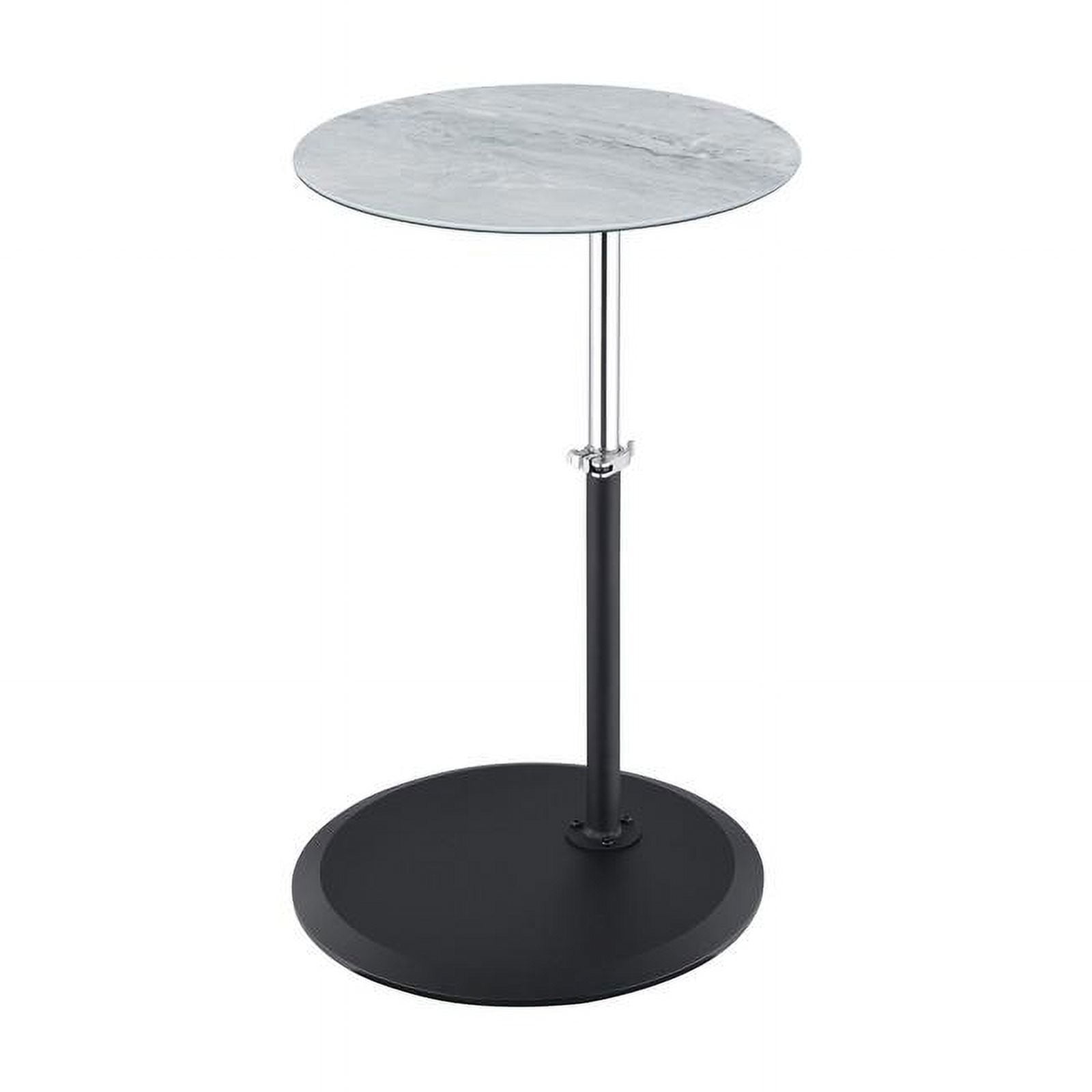 Orbit End Table with Height Adjustable Gray Marble Textured Glass Top ...