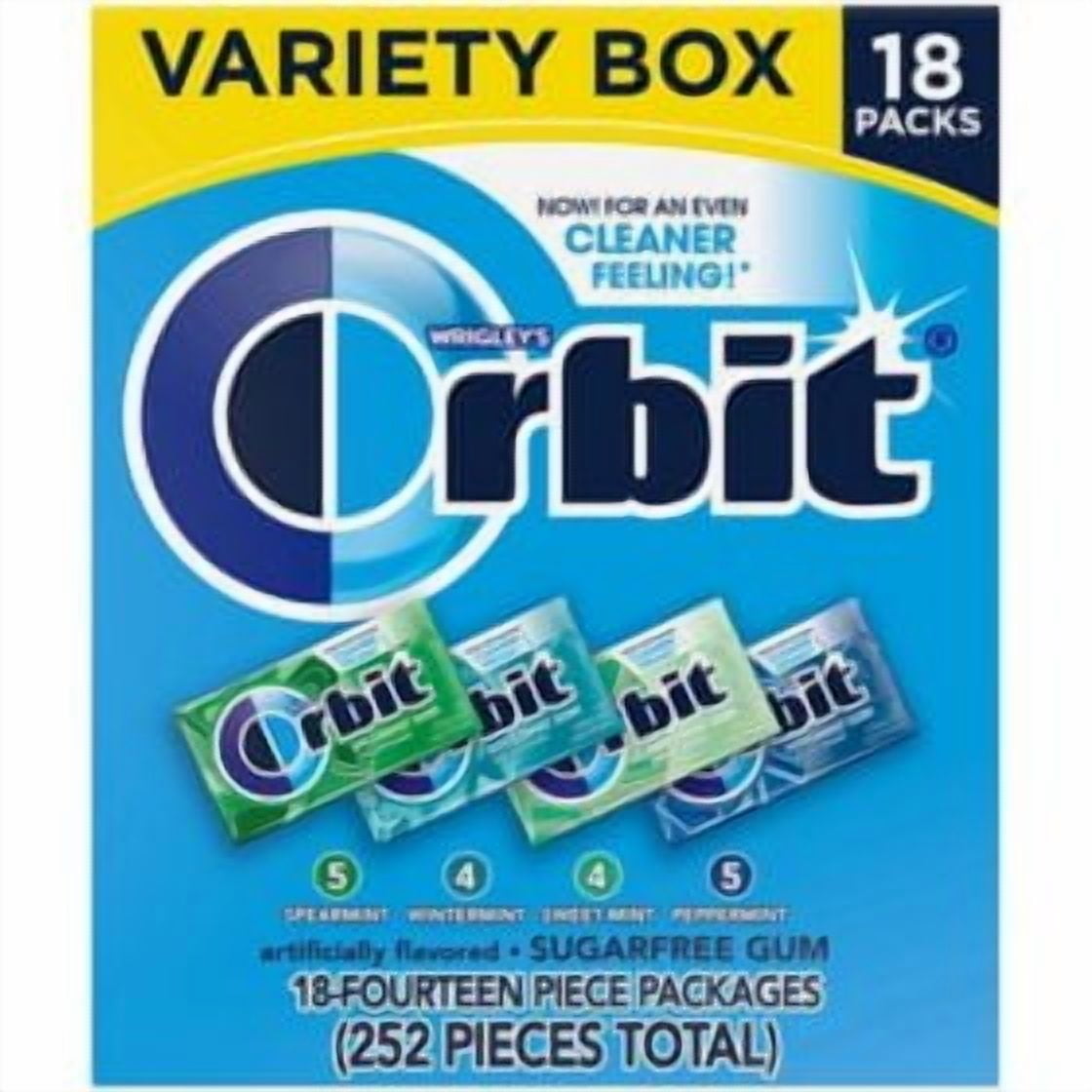 Orbit Mint Sugar Free Chewing Gum, Variety Pack, 14 pcs., 18 count.Pack ...