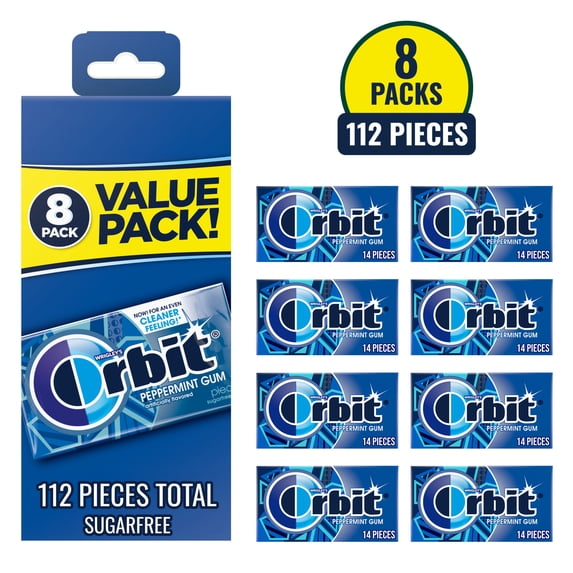 Orbit Peppermint Sugar Free Chewing Gum - 14 ct (8 Pack) - Walmart.com