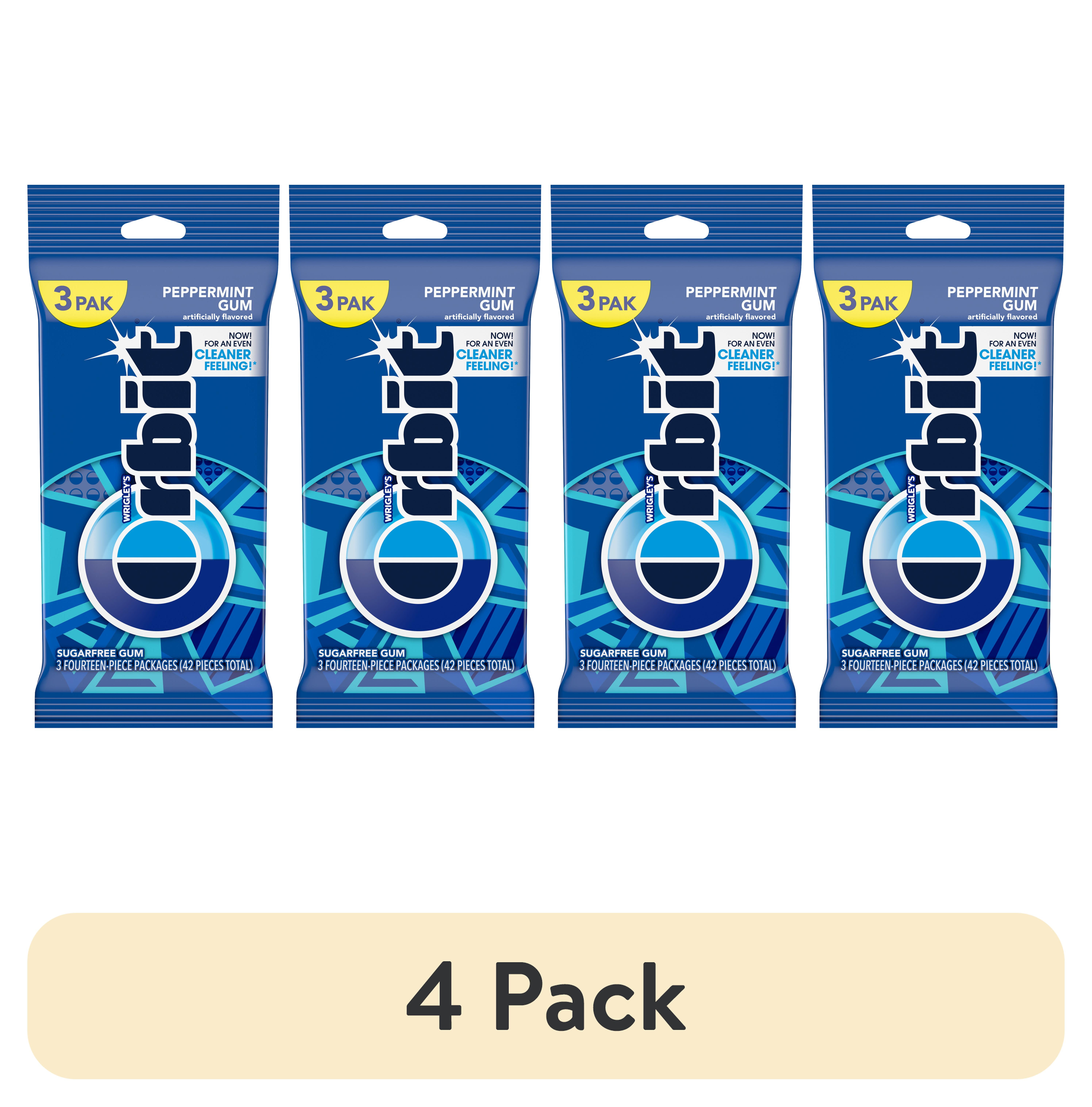 (4 pack) Orbit Peppermint Sugar Free Chewing Gum - 14 ct (3 Pack ...