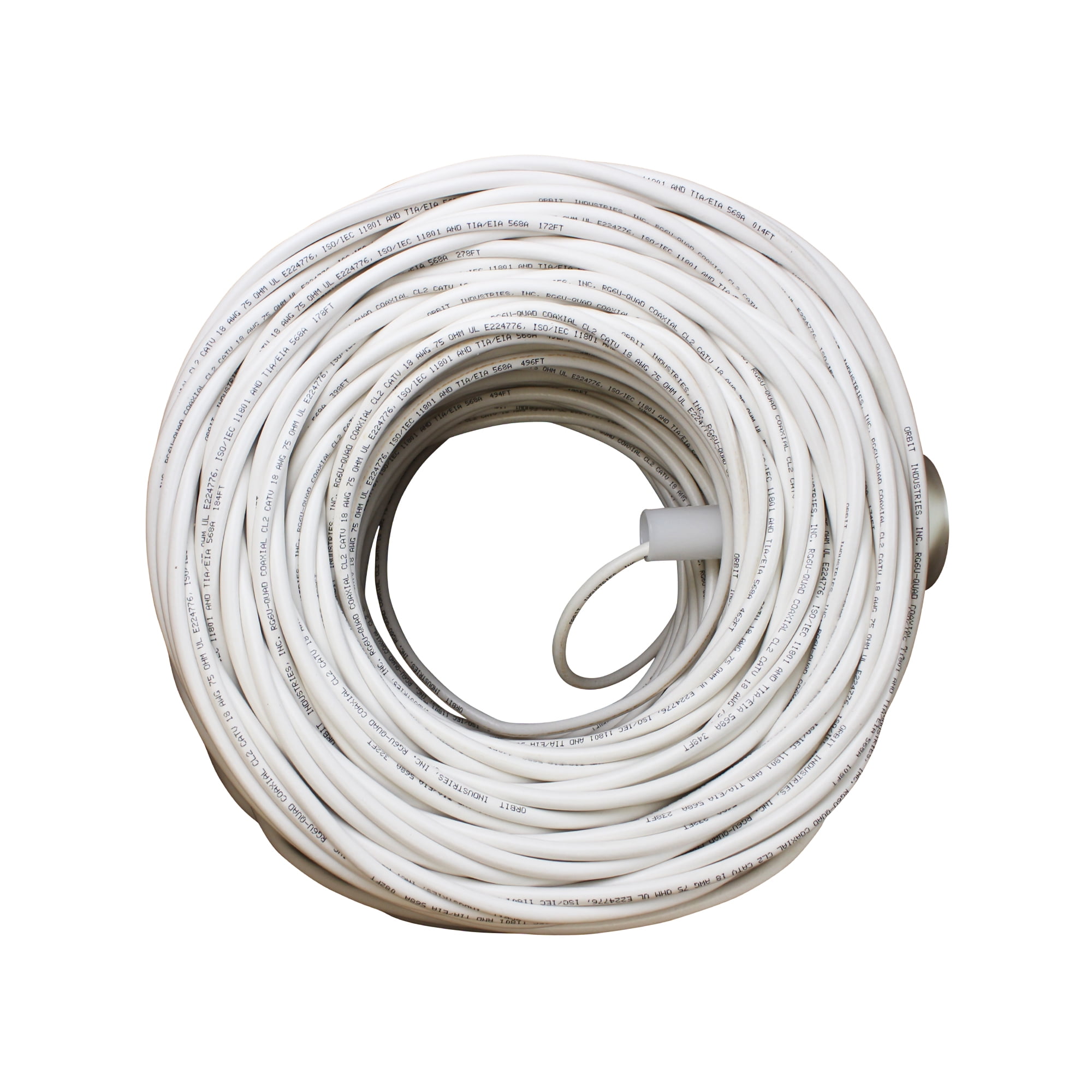 Orbit RG6U-Q-WH Quad Shield RG6U Coaxial Cable, 1Ghz, RG-6 Coax, White ...