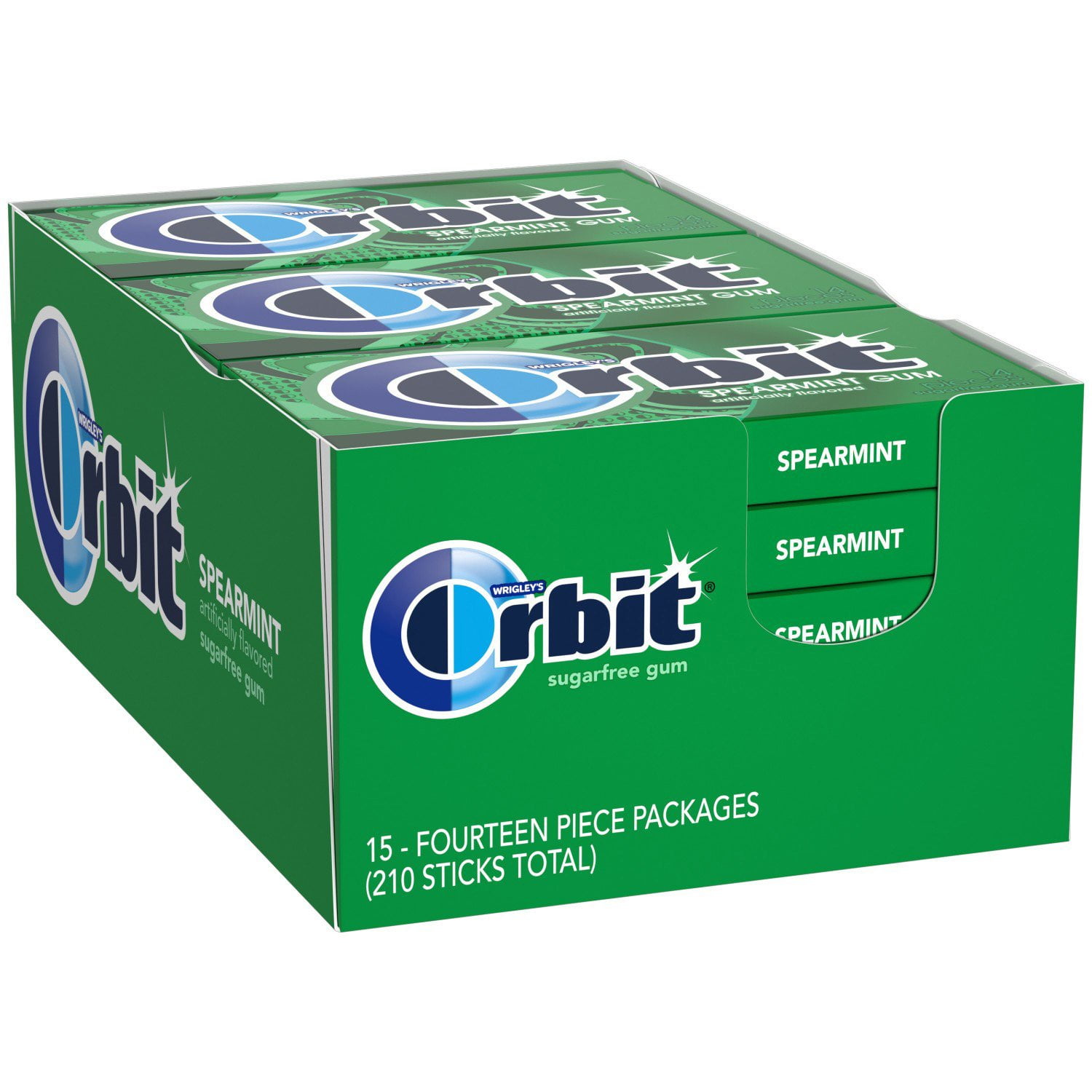 Orbit ADA Approved Spearmint Sugar-Free Chewing Gum, Low Calorie (14 ...
