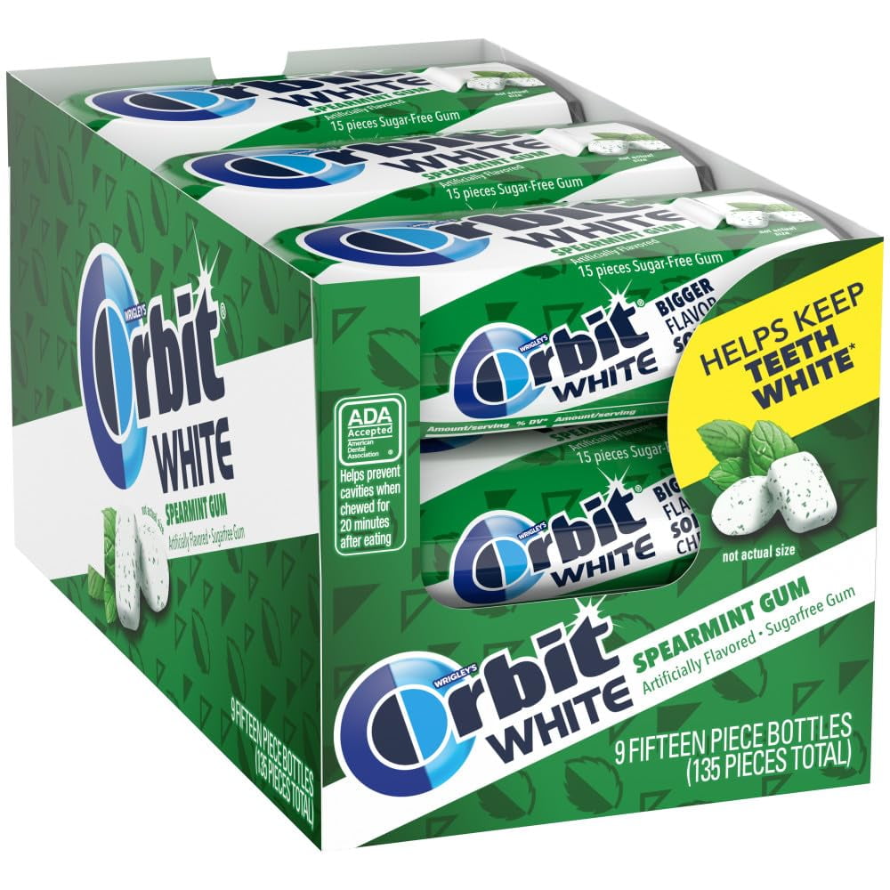 Orbit White Spearmint Sugar Free Chewing Gum, 15 Count (Pack of 9 ...