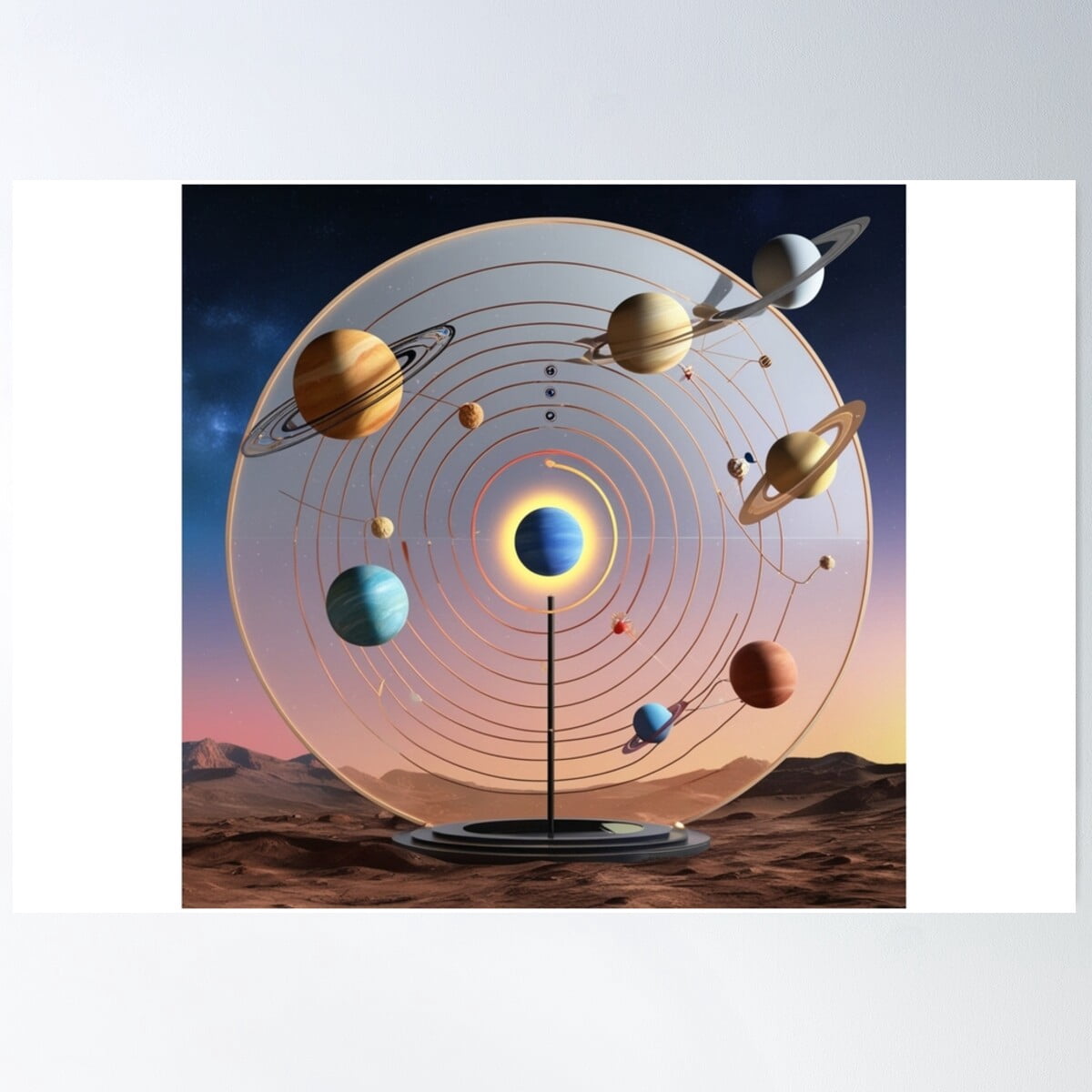 Orbiting Elegance: A Stylized Solar System Poster Wall Art, Modern Wall ...