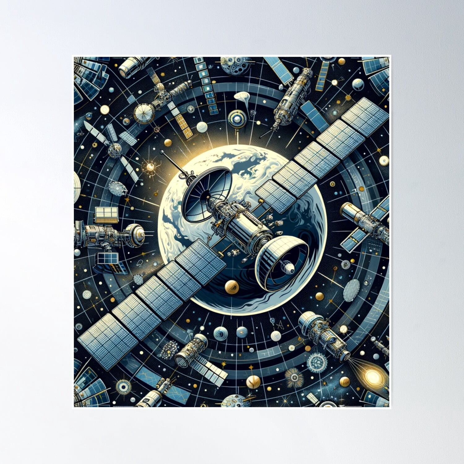 Orbiting Satellites: Earth'S Companions Poster Wall Art, Modern Wall ...