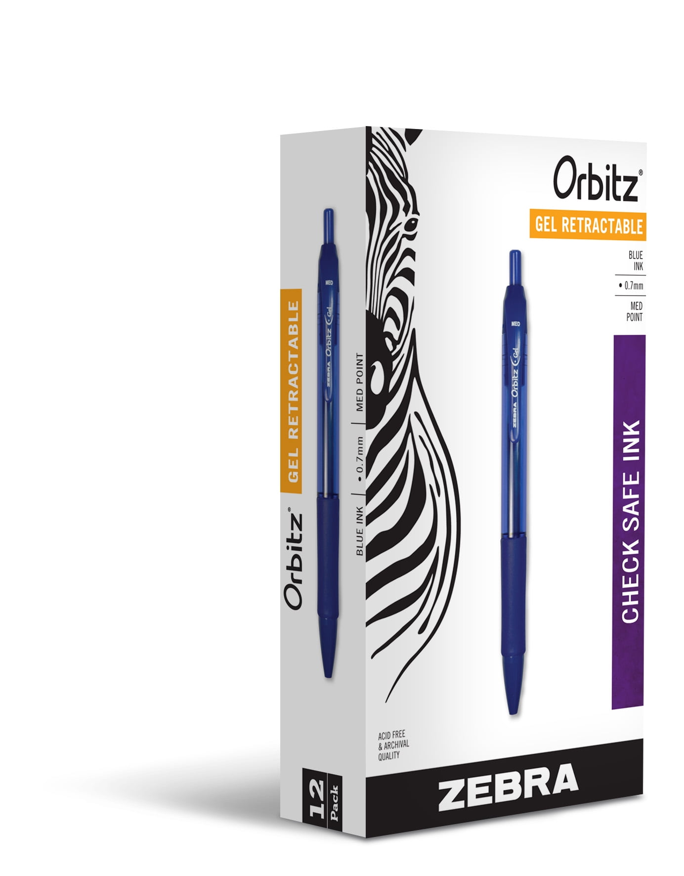 Orbitz Gel Retractable 0.7mm Blue Dozen - Walmart.com