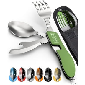 Navaris Titanium Folding Utensil Set - Fork Knife Spoon Foldable Metal ...