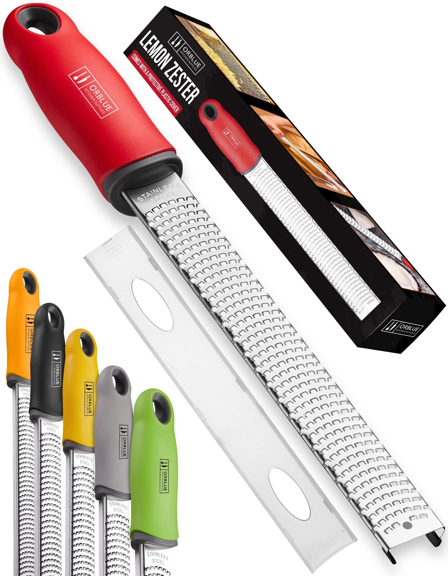 Orblue Lemon Zester, Stainless Steel Kitchen Tool, Multifunctional ...