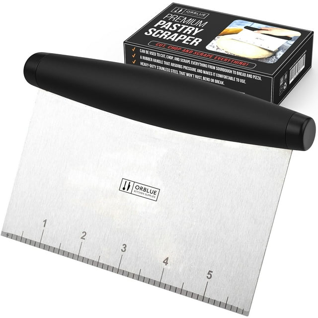 Orblue Pastry Scraper, Stainless Steel Pizza Dough Cutter and Chopper ...