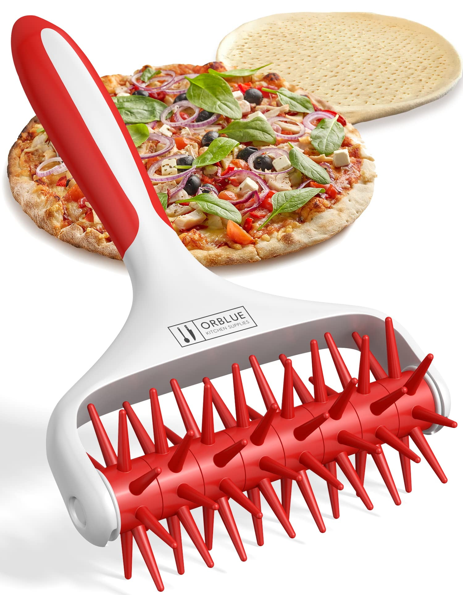 Orblue Pizza Dough Docker, Pastry Roller with Spikes, Pizza Docking ...