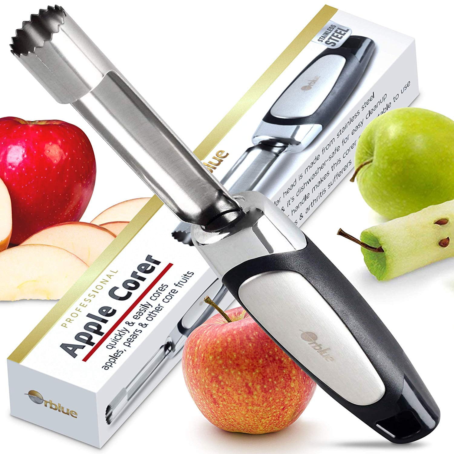 Orblue Premium Apple Corer Tool - Efficient, Durable Stainless Steel Fruit Core Extractor and ...