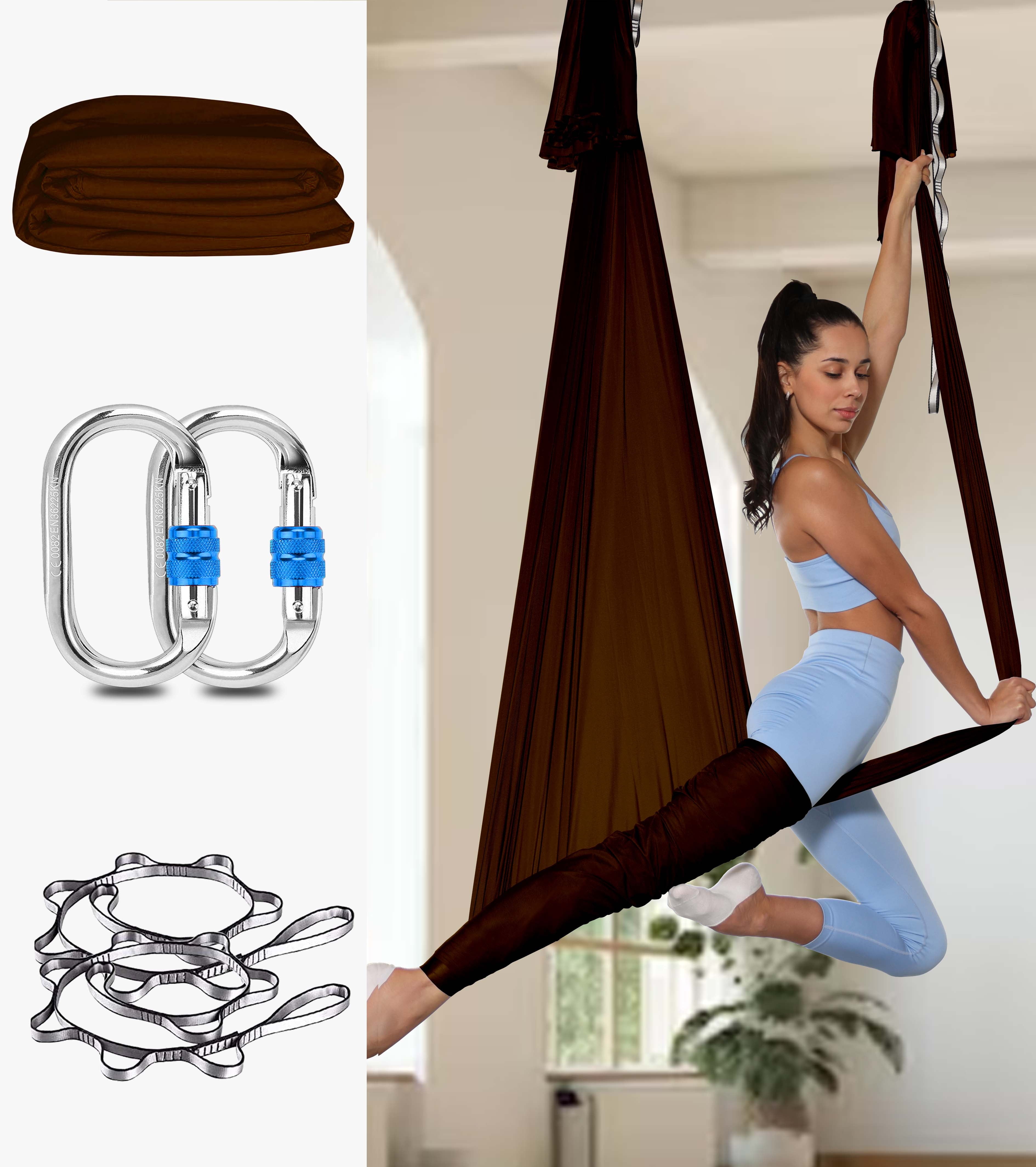 Orbsoul Deluxe Yoga Hammock (Grand Size 5.5 Yards) Includes Premium Aerial Nylon Silks ...