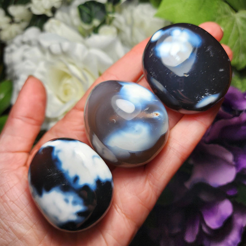 Orca Agate Palm Stone Pocket Stone Healing Crystal Mineral Rock ...