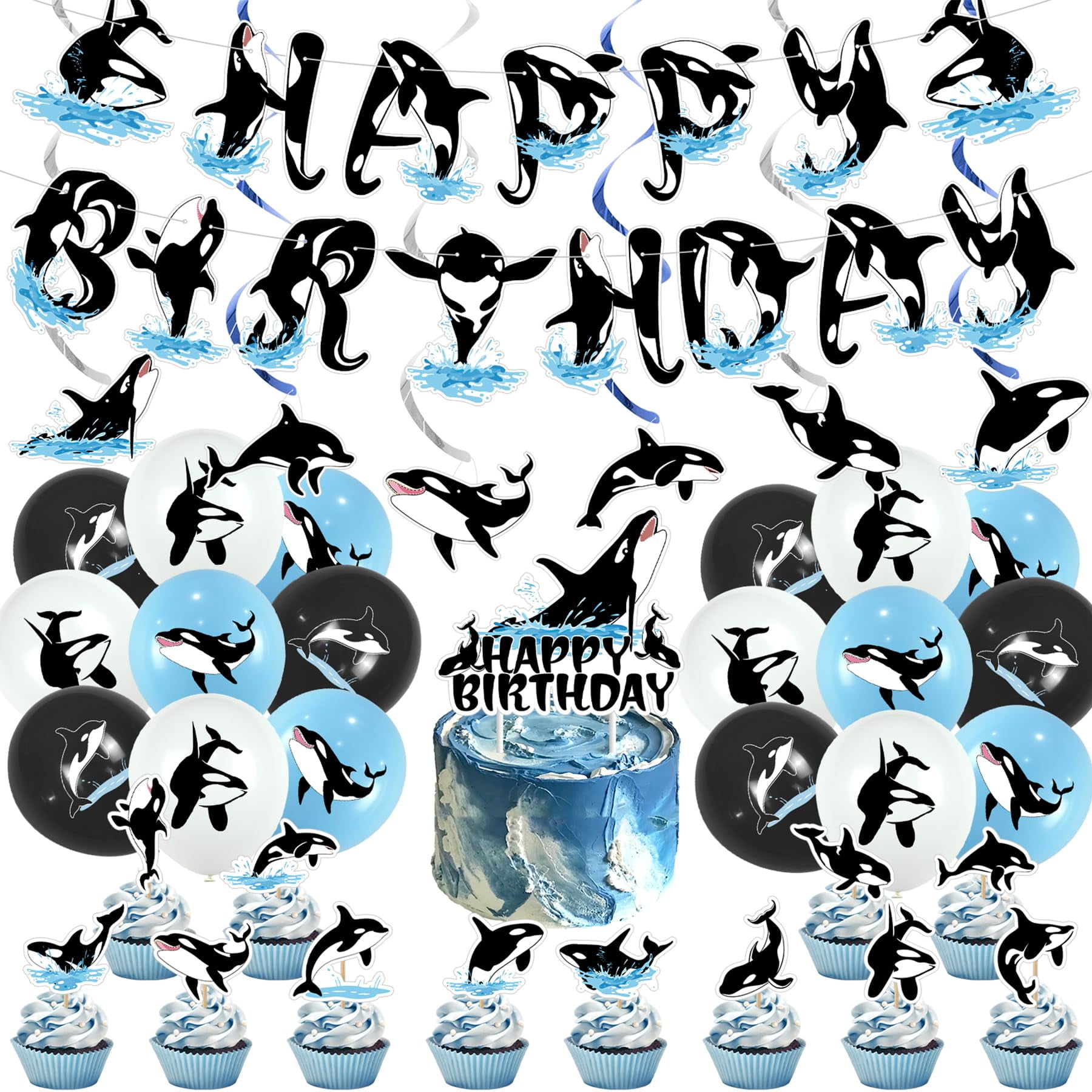 Orca Birthday Party Supplies OIF8 Killer Whale Party Decorations ...
