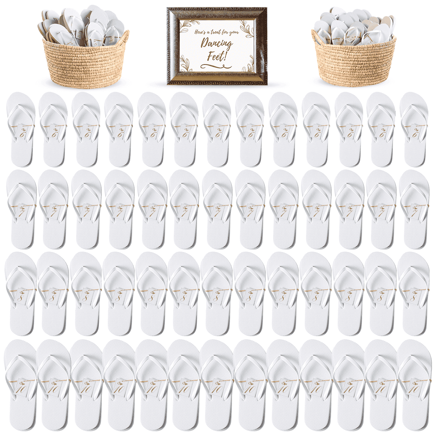 ORCA Bulk Flip Flops for Wedding Guests, 52ct, White in 4 Sizes ...