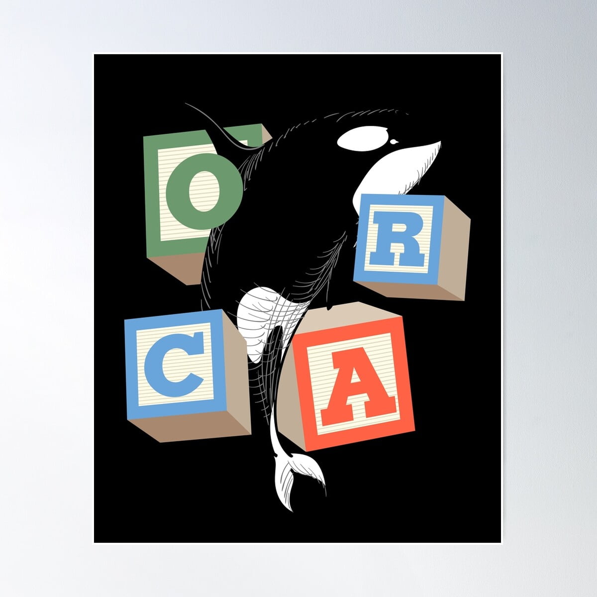Orca Cubes Orcas Whale Sea Poster Wall Art, Modern Wall Decor For ...