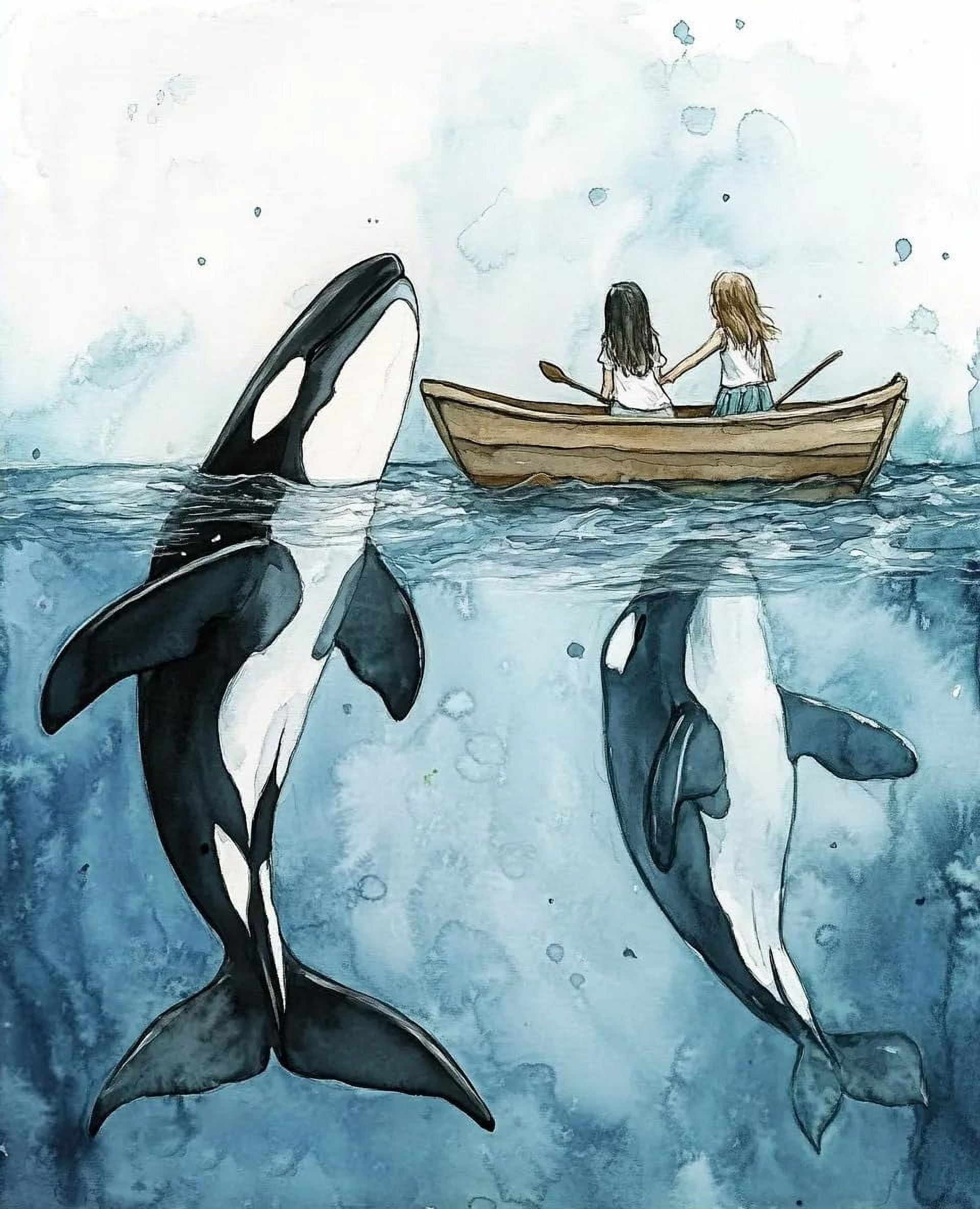 Orca Diamond Art Kits for Adults,Orca And Girl, Killer Whale DIY 5D ...