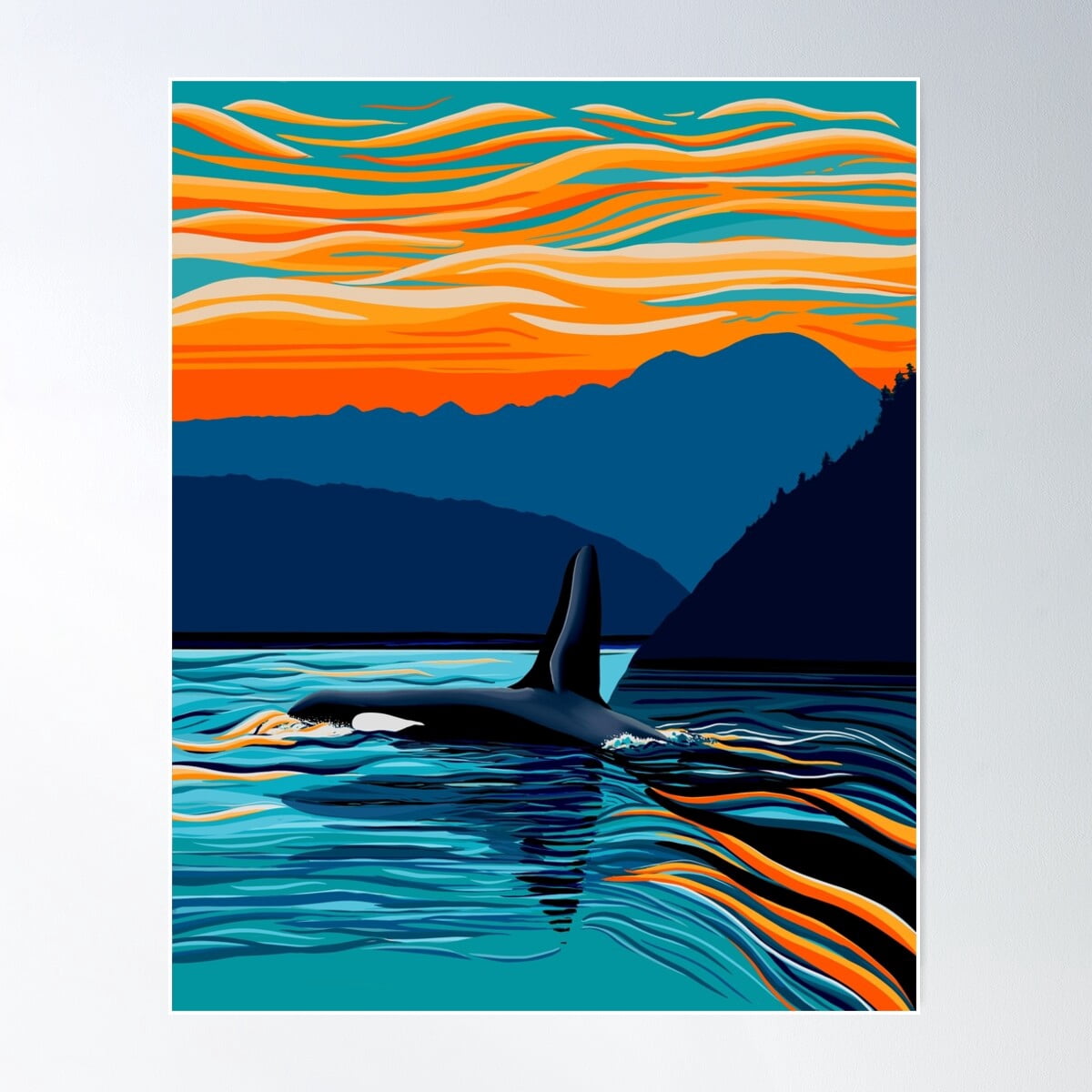 Orca - Into The Fire Sky Poster Wall Art, Modern Wall Decor For Living ...