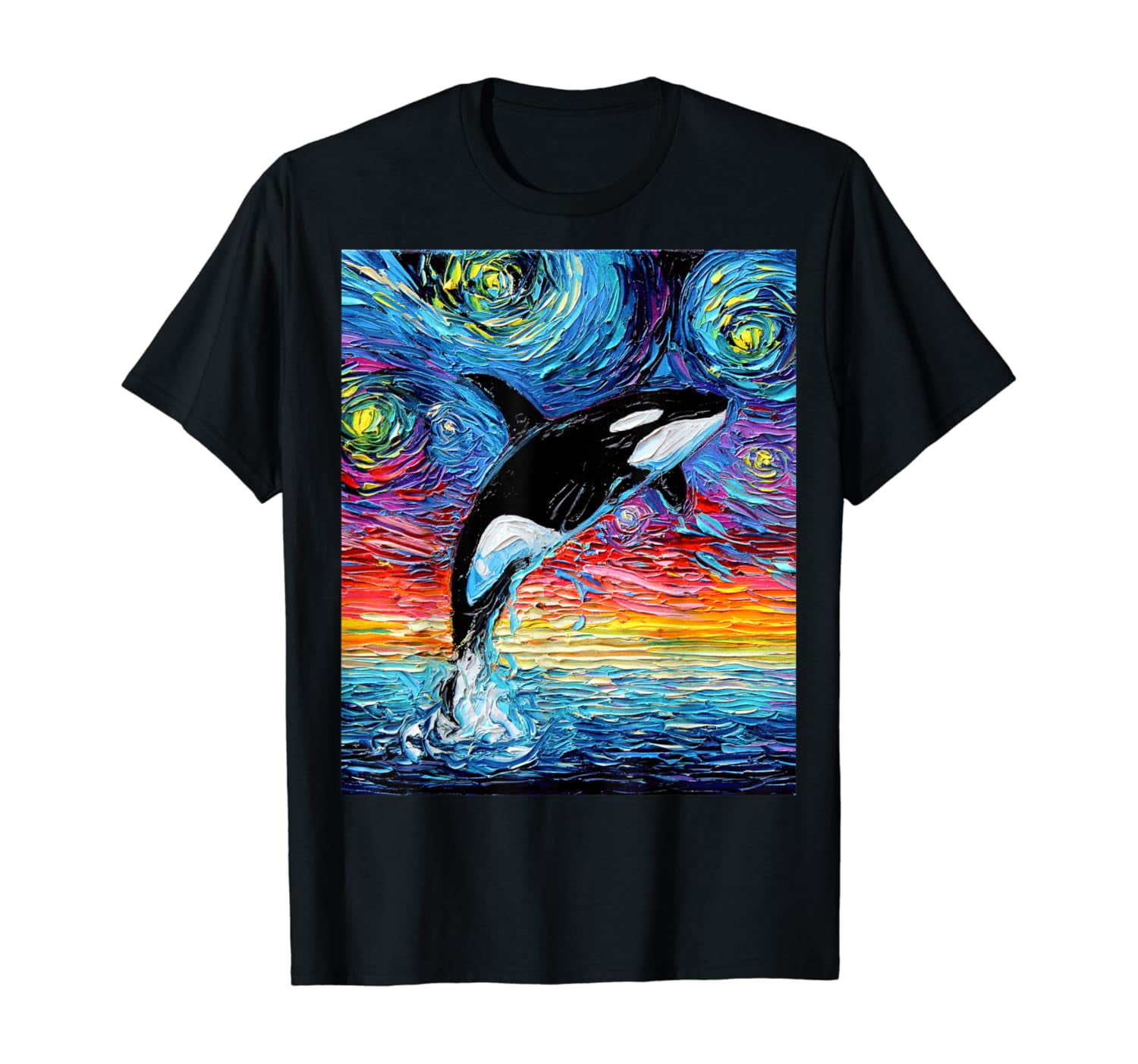 Orca Killer Whale Starry Night Colorful Ocean Art By Aja T-Shirt ...