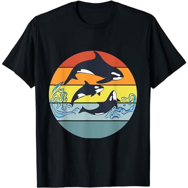 Orca Killer Whale, Vintage Retro Whale Family T-Shirt - Walmart.com