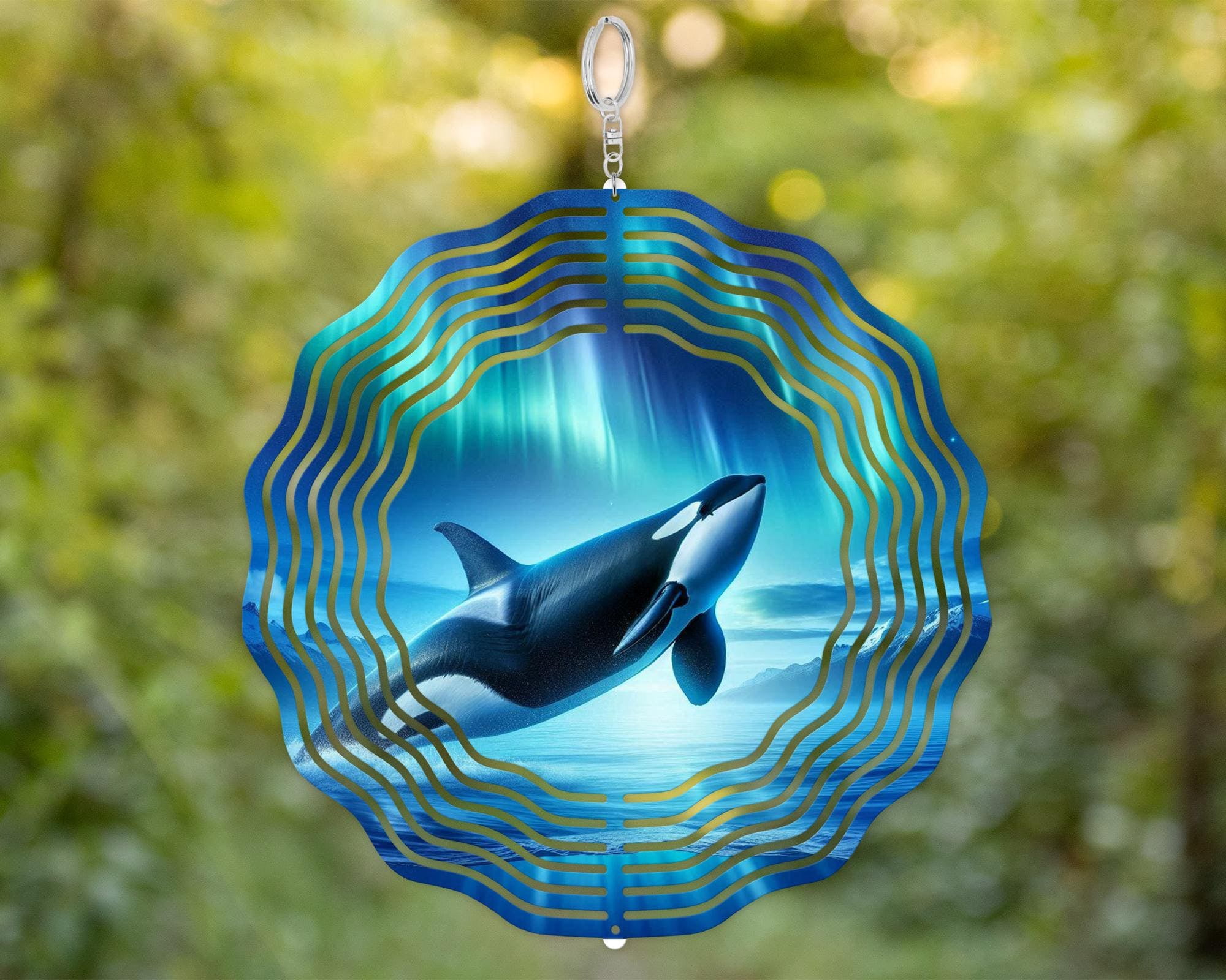 Orca Killer Whale Wind Spinner, Aluminum Outdoor Garden Art, Sea Life ...
