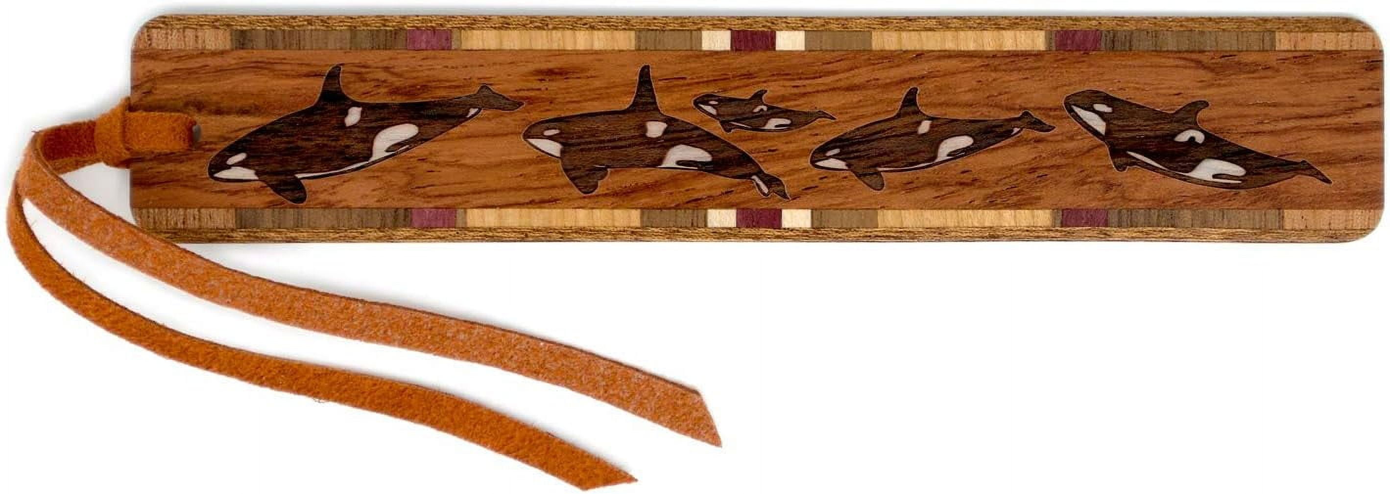Orca Killer Whales Engraved Handmade Bubinga Wooden Bookmark - Also ...