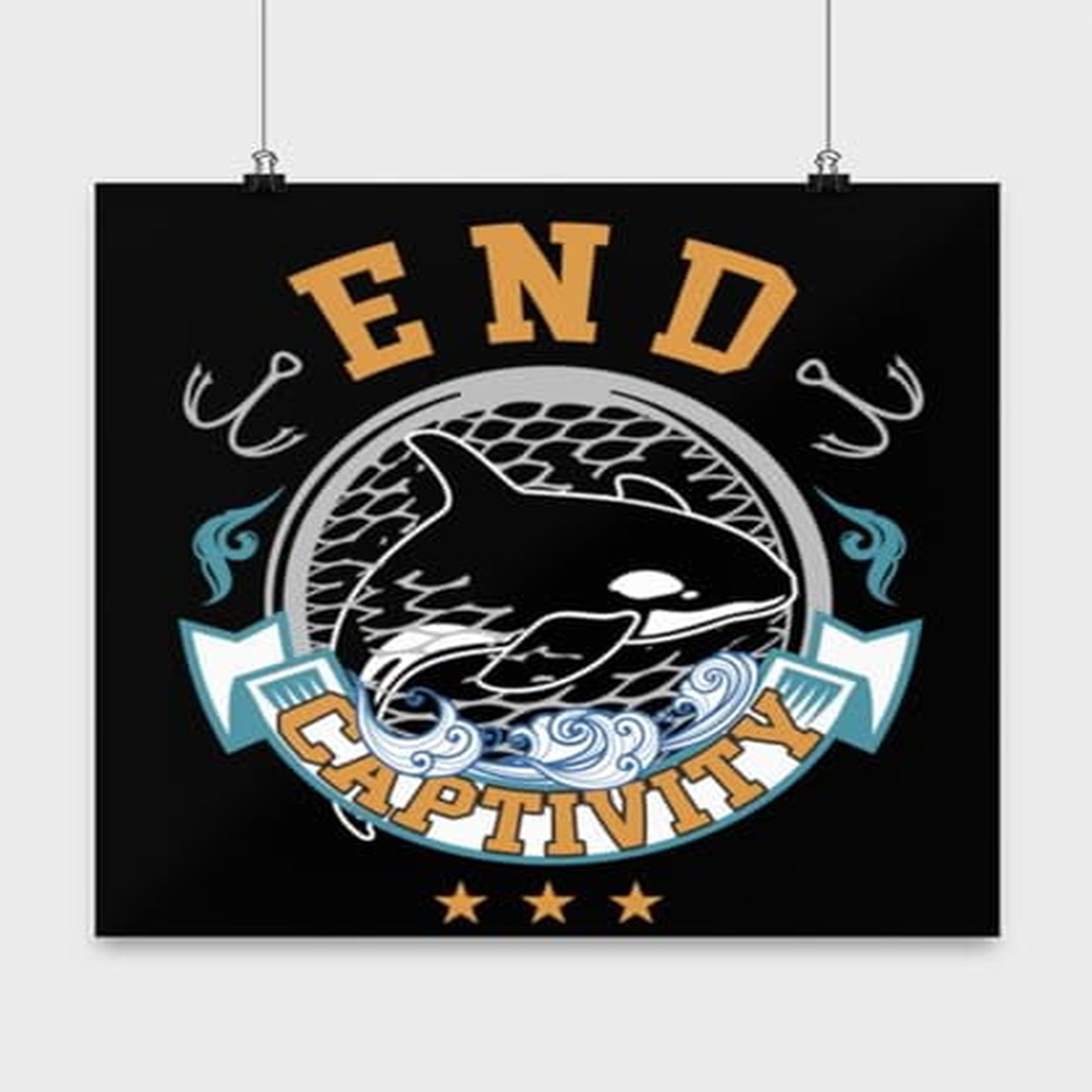 Orca Poster - End Captivity Killer Whale Wall Art, 13x13 in, Black ...