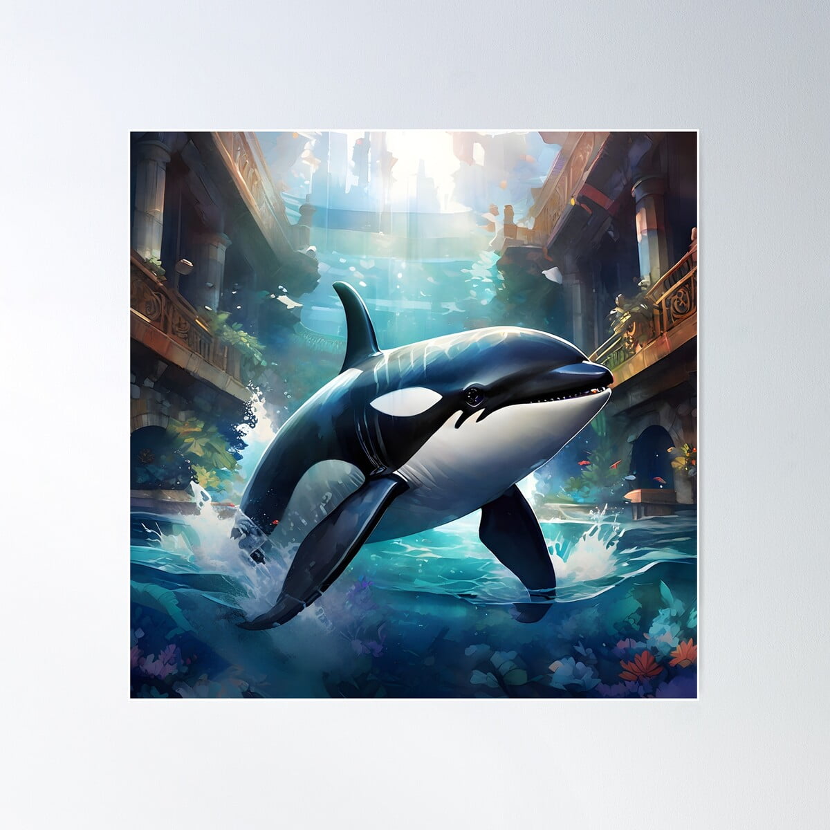 Orca Poster Wall Art, Modern Wall Decor For Living Room Bedroom, 30x30 ...