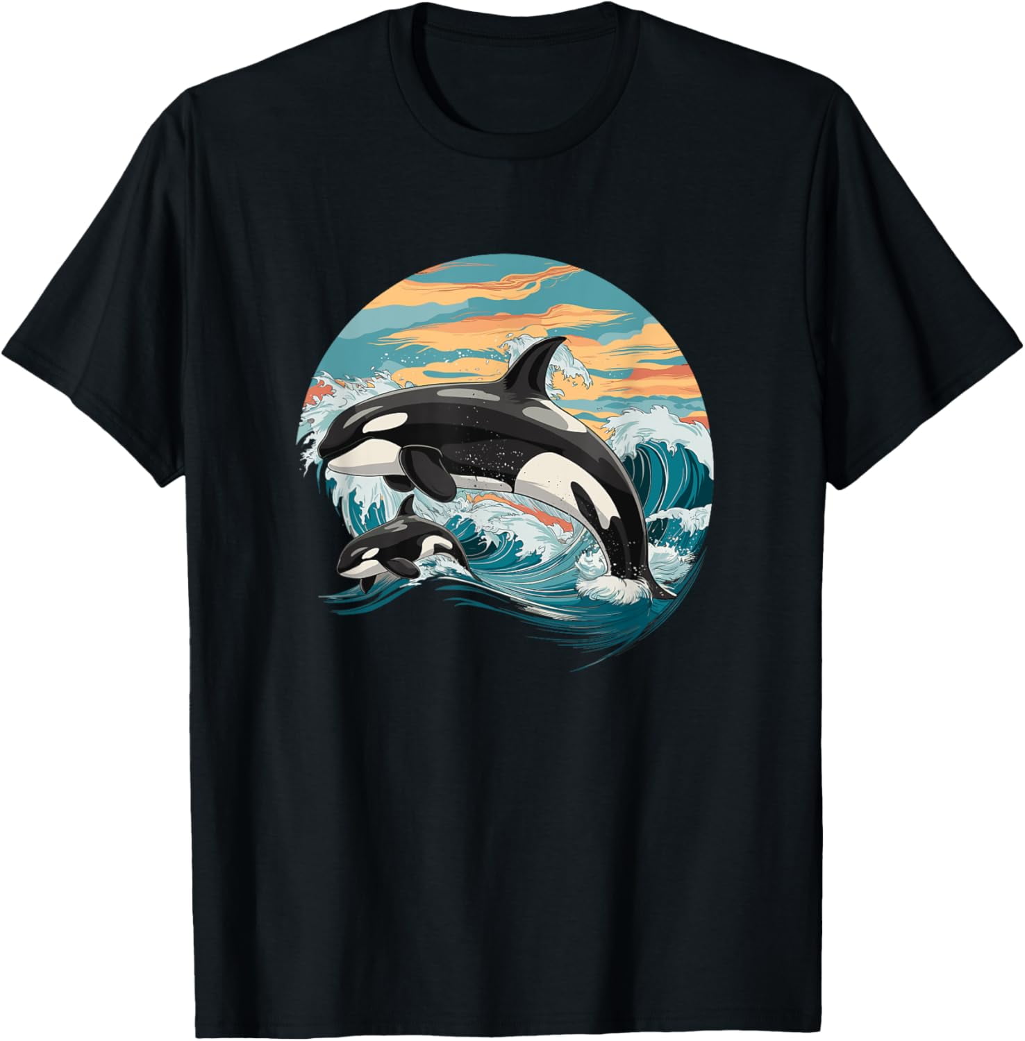Orca Wave Ocean Sunset Marine Life Fan Outfit T-Shirt - Walmart.com