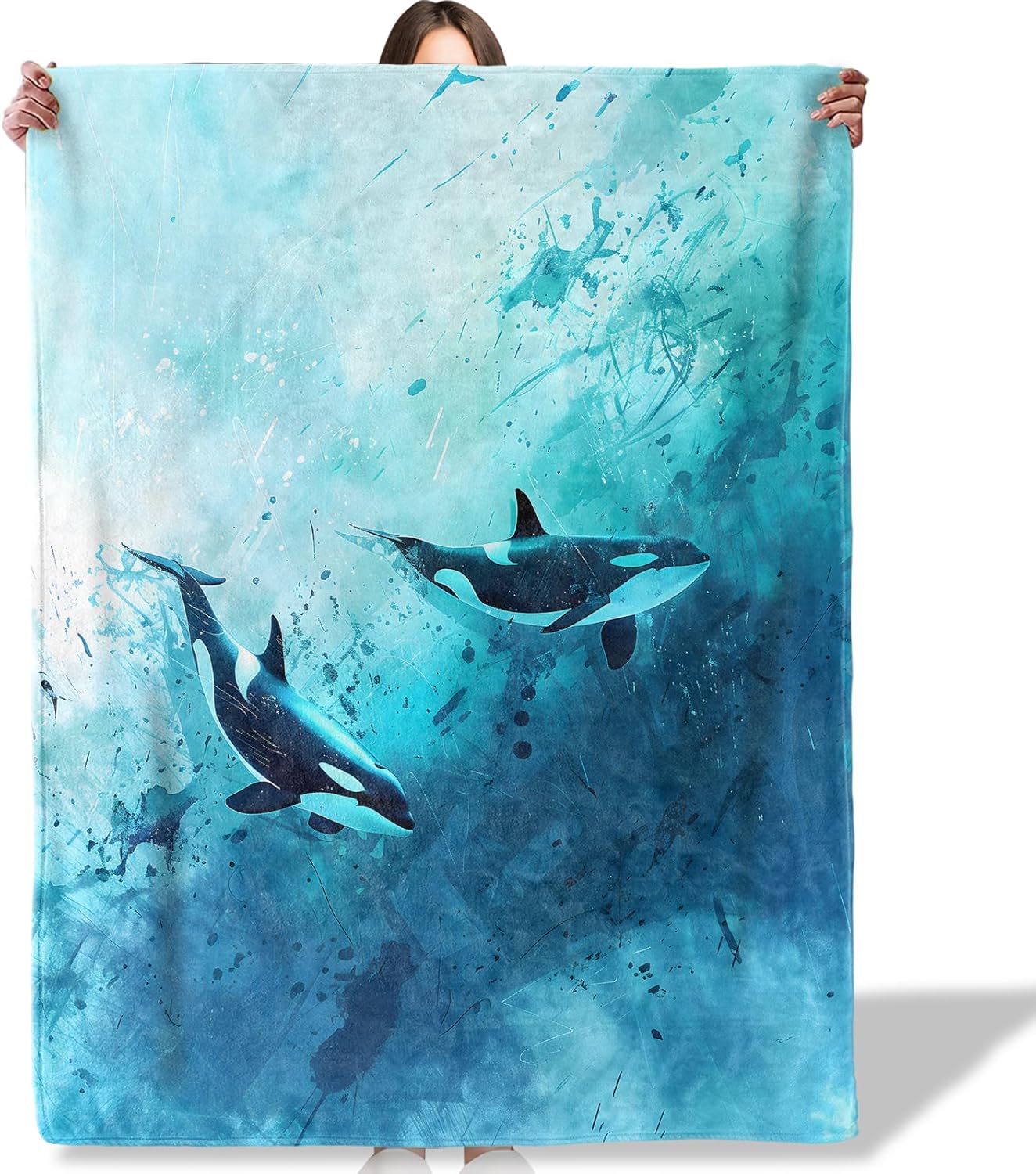 Orca Whale Blanket, Soft and Cozy Throw Featuring Elegant Killer Whales ...
