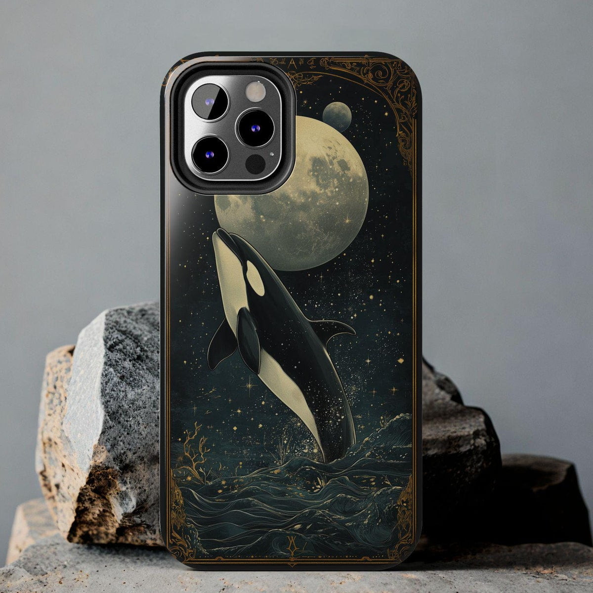 Orca Whale Celestial Full Moon Ocean Art Phone Case with iPhone 17 to ...