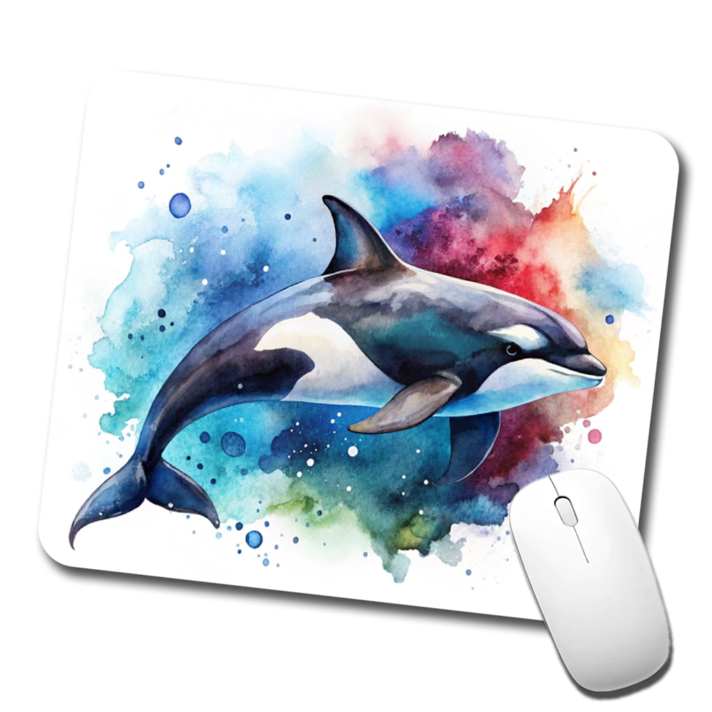 Orca Whale Colorful Watercolor Design Mouse Pad Low Profile Gaming Mat ...