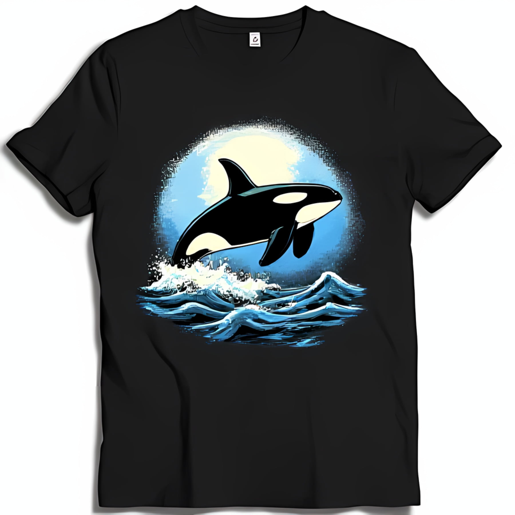 Orca Whale Graphic on Black T-Shirt Ocean Inspired Design - Walmart.com