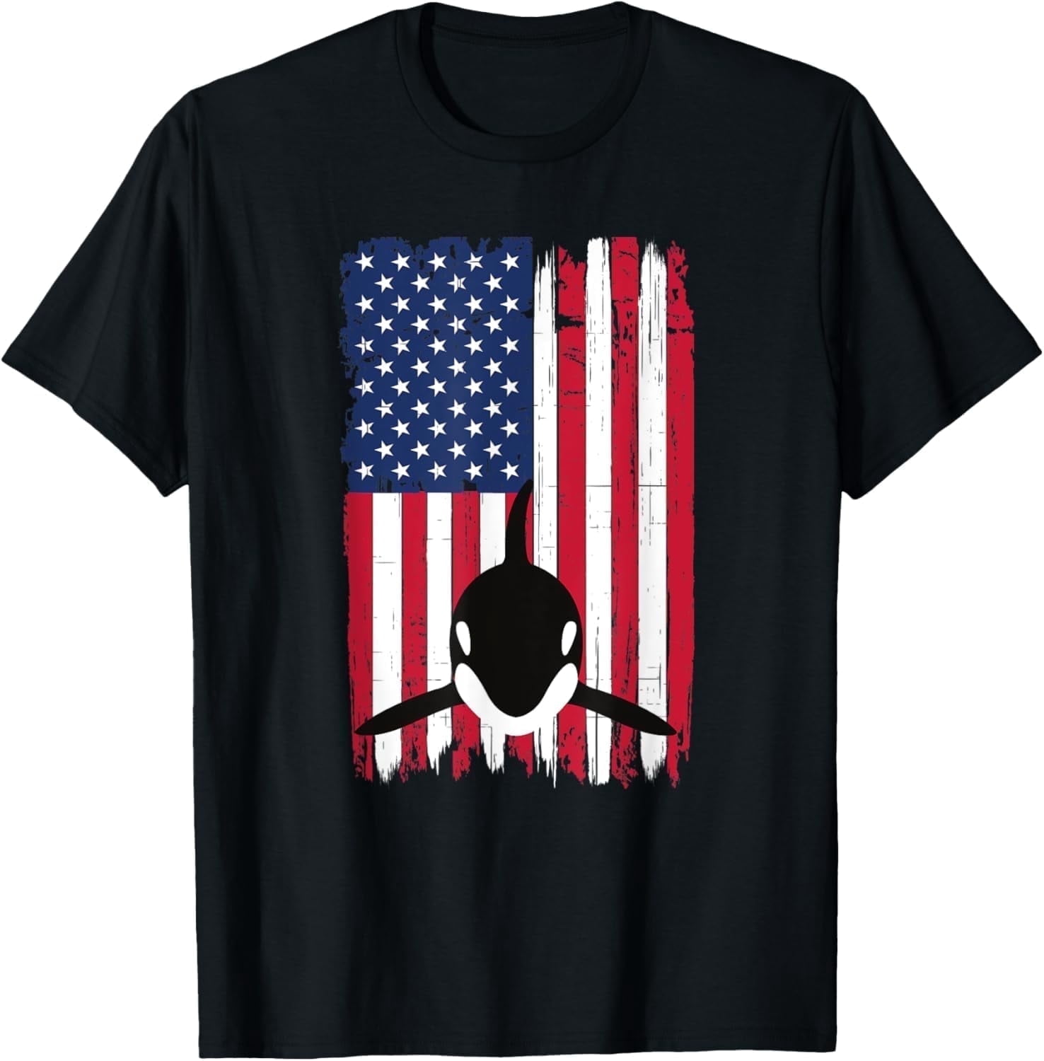 Orca Whale Silhouette American Flag USA Patriotic T-Shirt men and women ...