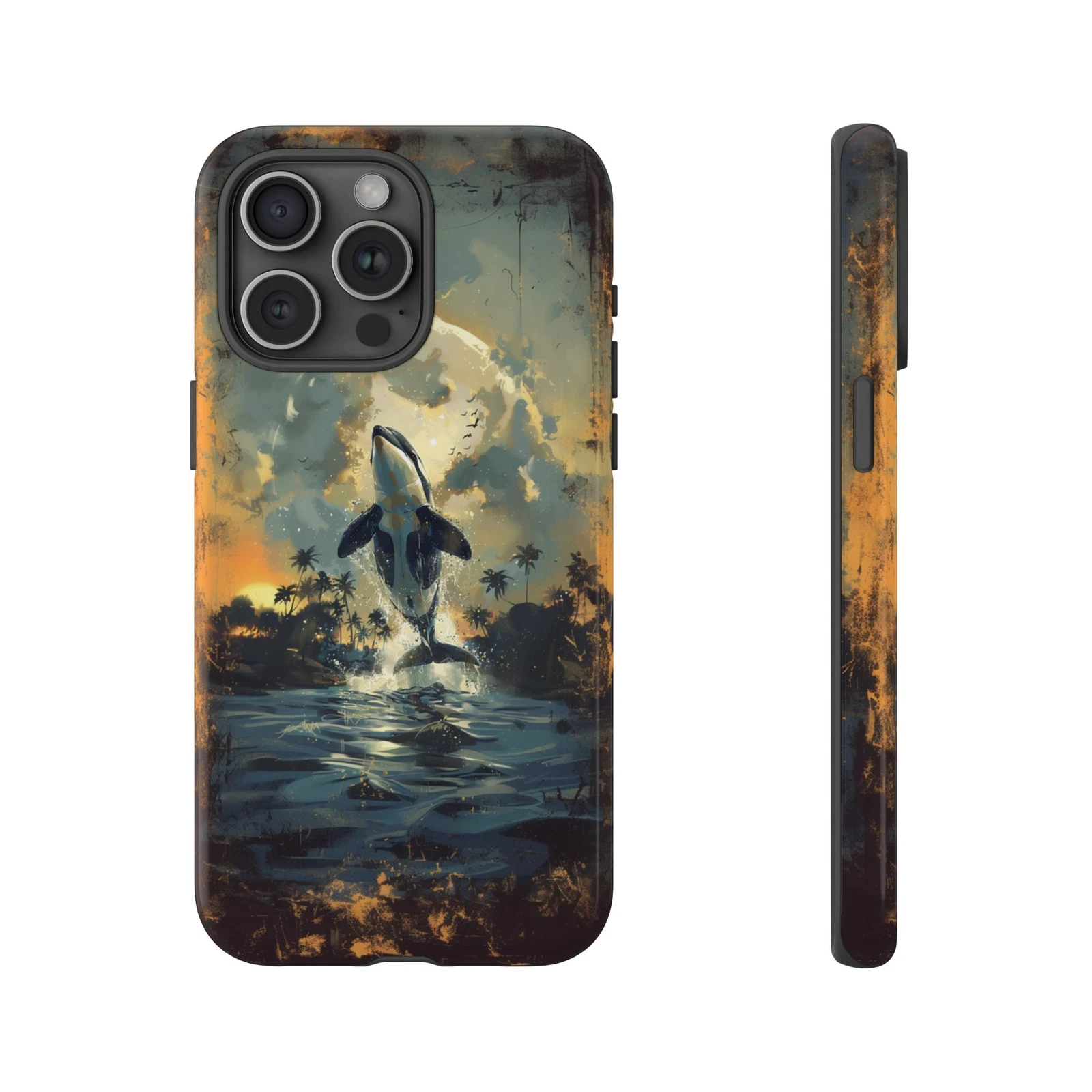 Orca Whale Sunset Ocean Horizon Marine Art Phone Case for 17 16 15 14 ...