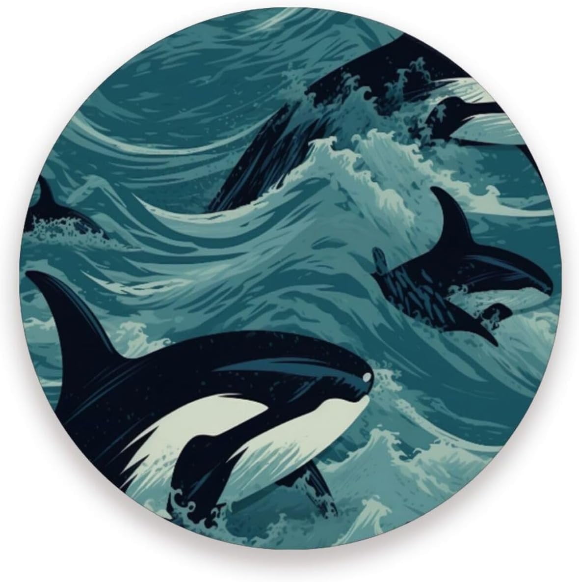 Orca Whales Coaster, Drinks Round Absorbent Stone Set with Ceramic ...
