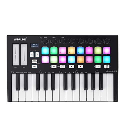 Orca mini25 Portable 25-Key USB MIDI Keyboard Controller with 16 RGB ...