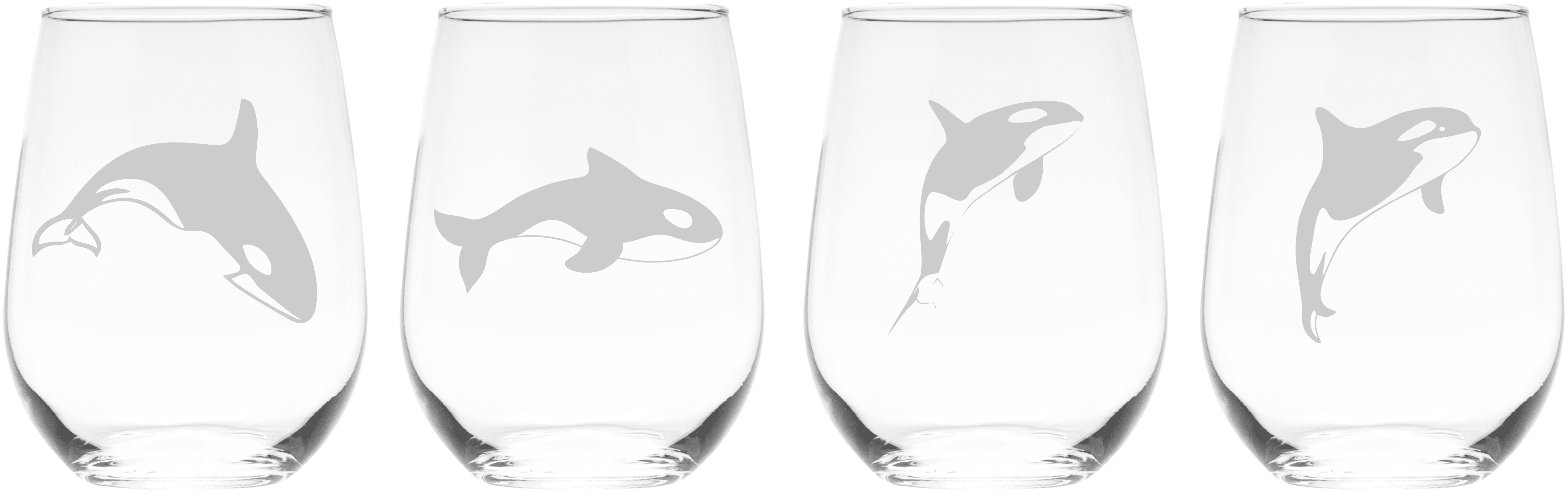 Orca Whale Stemless Wine Glass Set - Orca Whale Themed Gift for Women ...