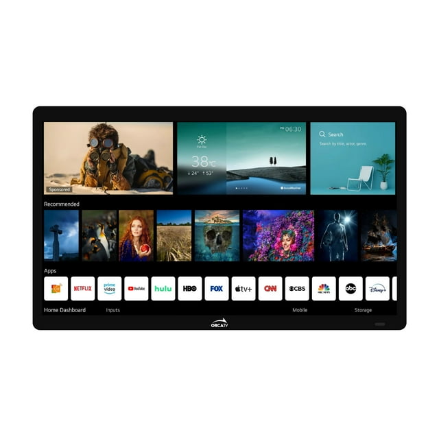 OrcaTV 55" 4K UHD LED Partial Sun Outdoor Smart TV + Wall Mount, IP54 ...