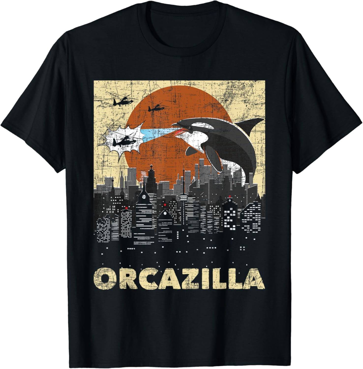 Orcazilla - Whale Lover Ocean Marine Biologist Whales T-Shirt - Walmart.com