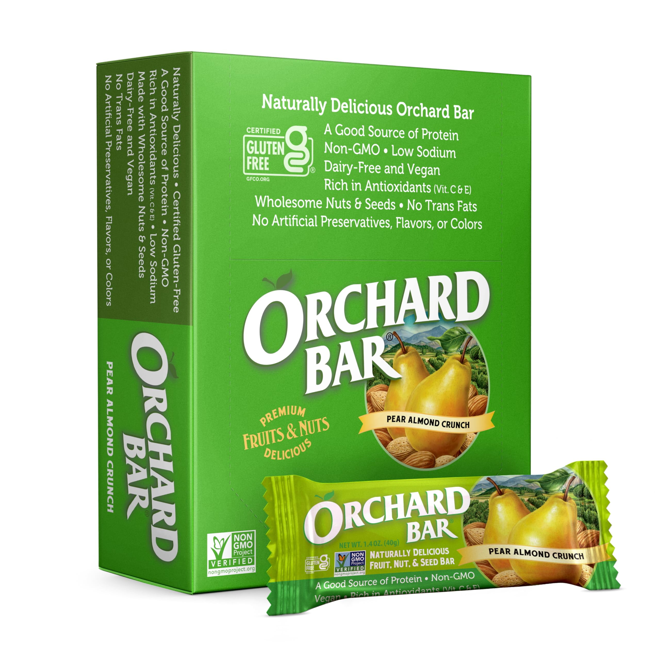 Orchard Bars Non-GMO Fruit RRF12 & Nut Bars, Pear Almond, 1.4 Oz, Pack ...