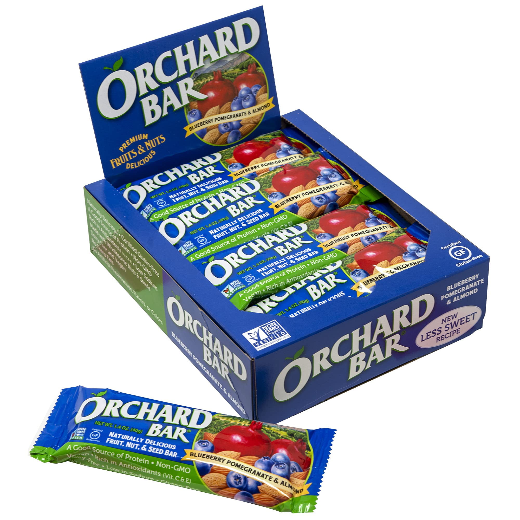 Orchard Bars Non-GMO Fruit YPF5 & Nut, Blueberry Pomegranate Almond, 1. ...