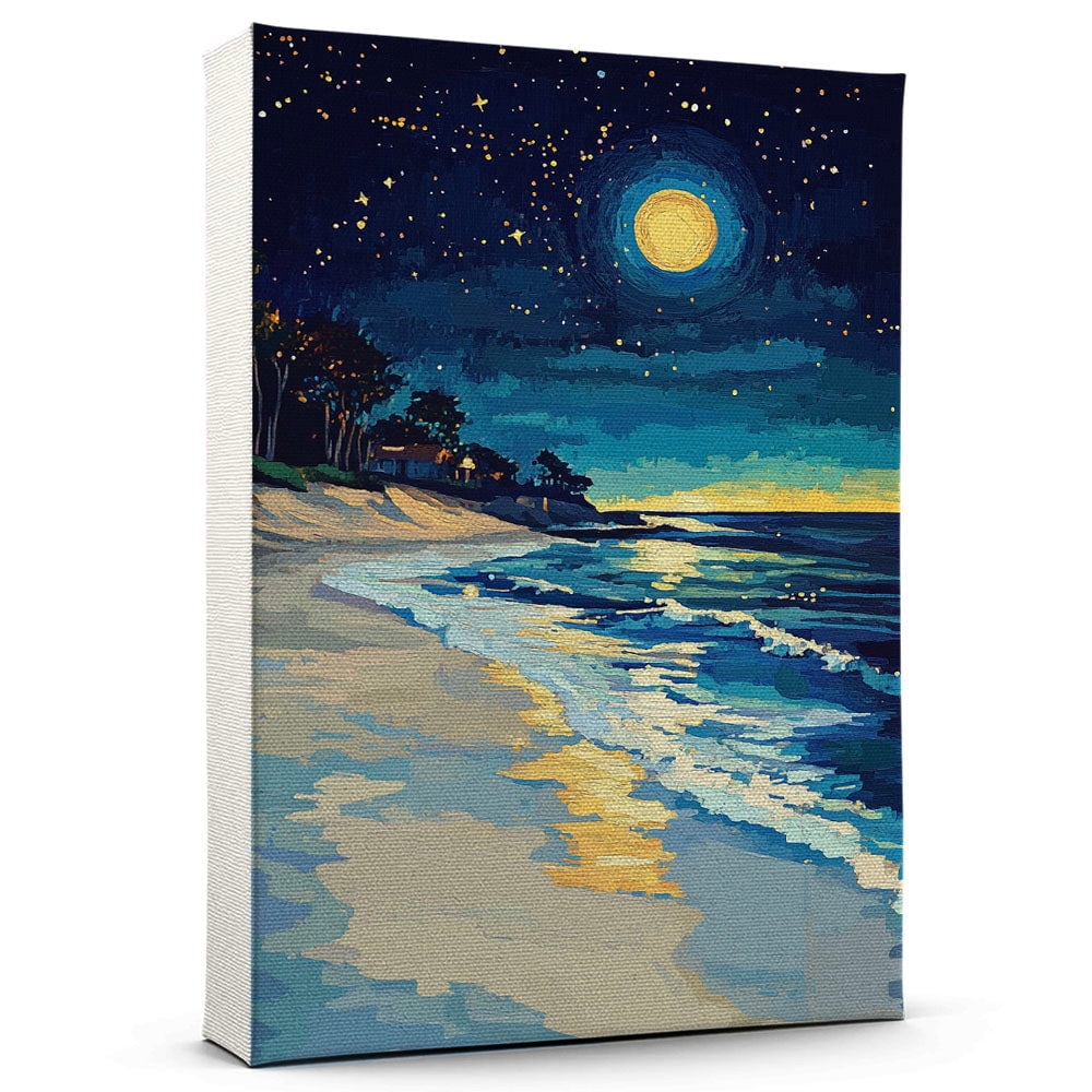 Orchard Beach Travel Canvas Art Print, Maine Wall Canvas Starry Night ...