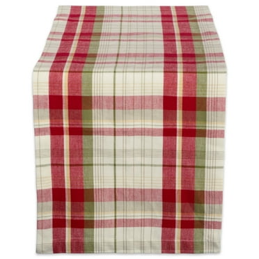 Red Tinsel Plaid Fringed Table Runner 13x72 - Walmart.com