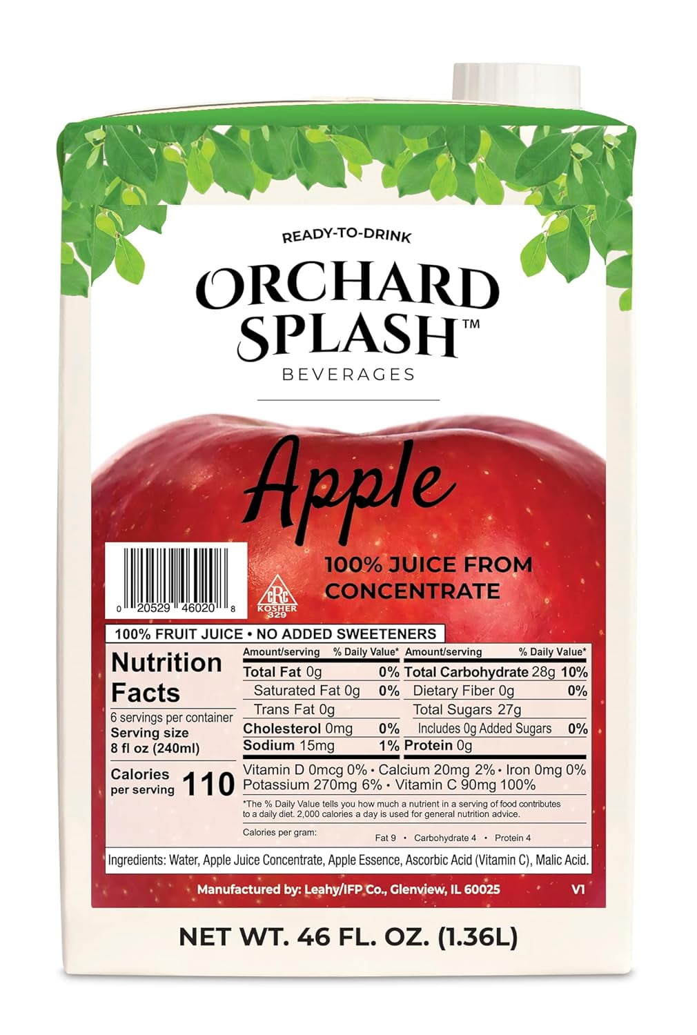 Orchard Splash 46oz Ready to Drink Juice (12 Aseptic Cartons per Case ...