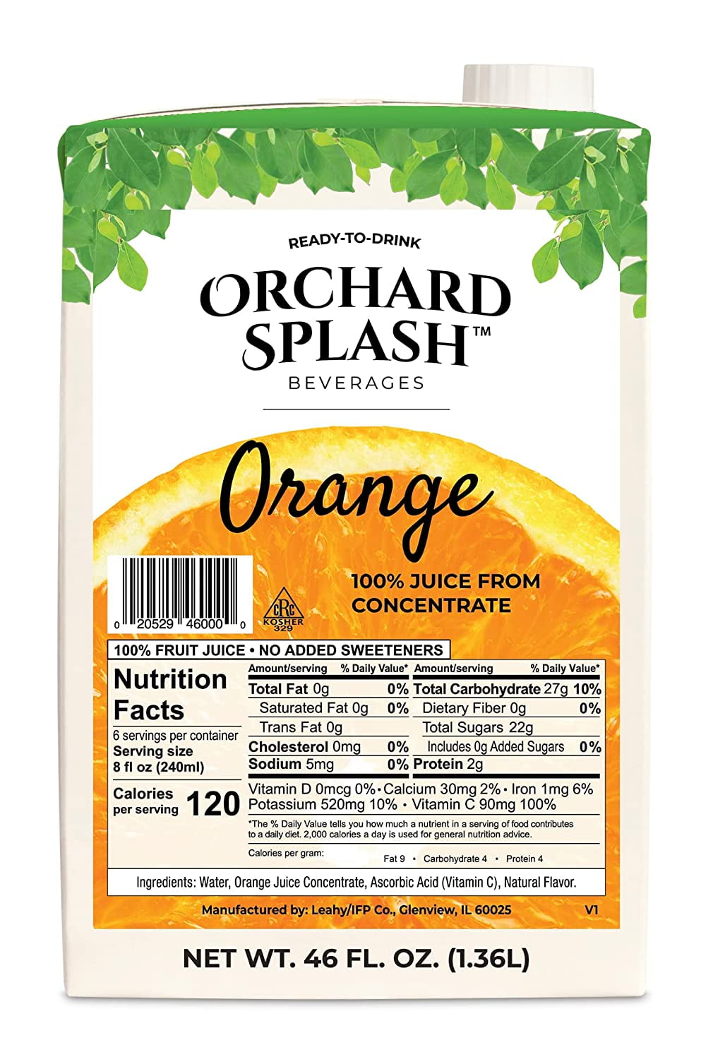 Orchard Splash 46oz Ready to Drink Juice (12 Aseptic Cartons per Case ...