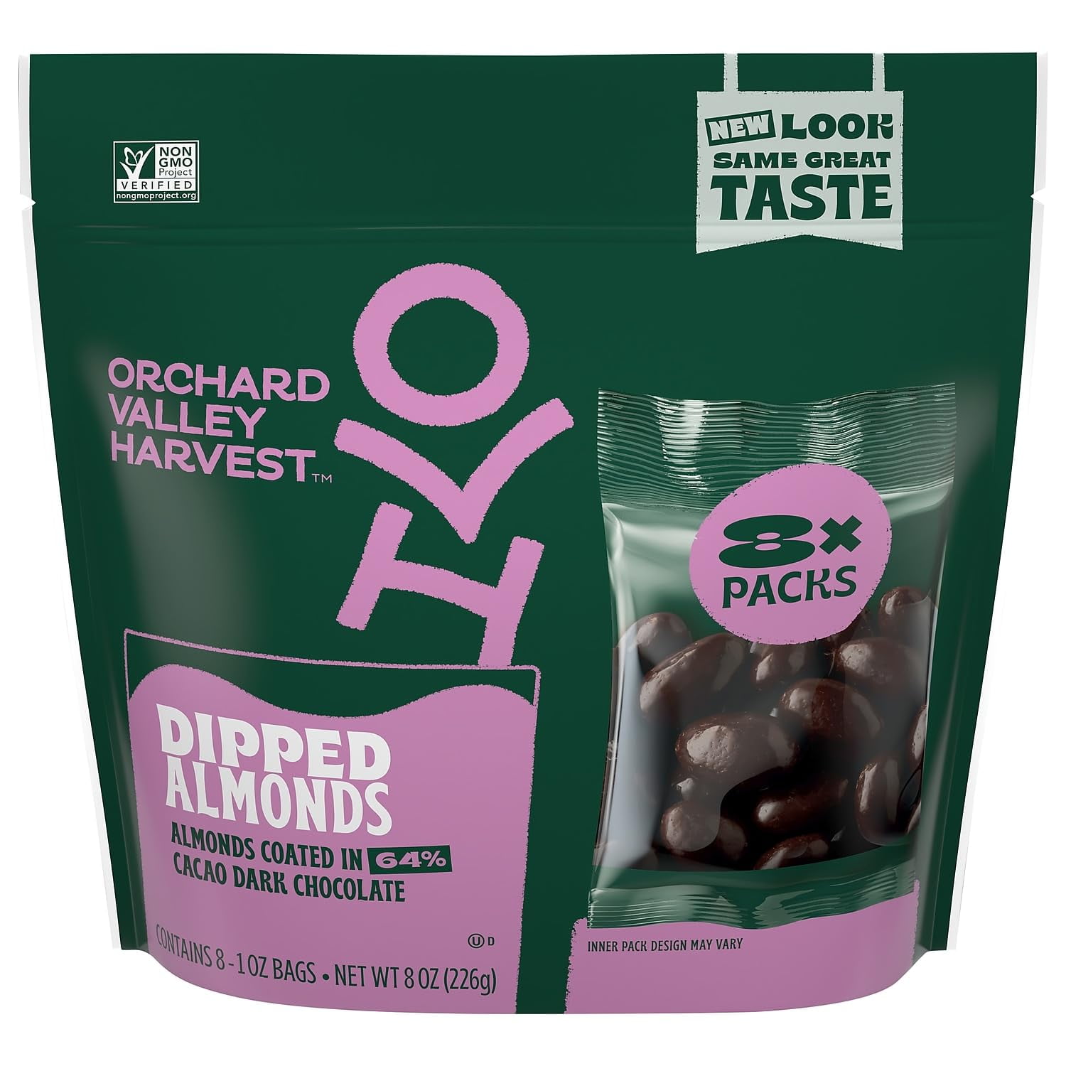 Orchard Valley Harvest Dark Chocolate Covered Almonds, 8-1 oz Bags ...