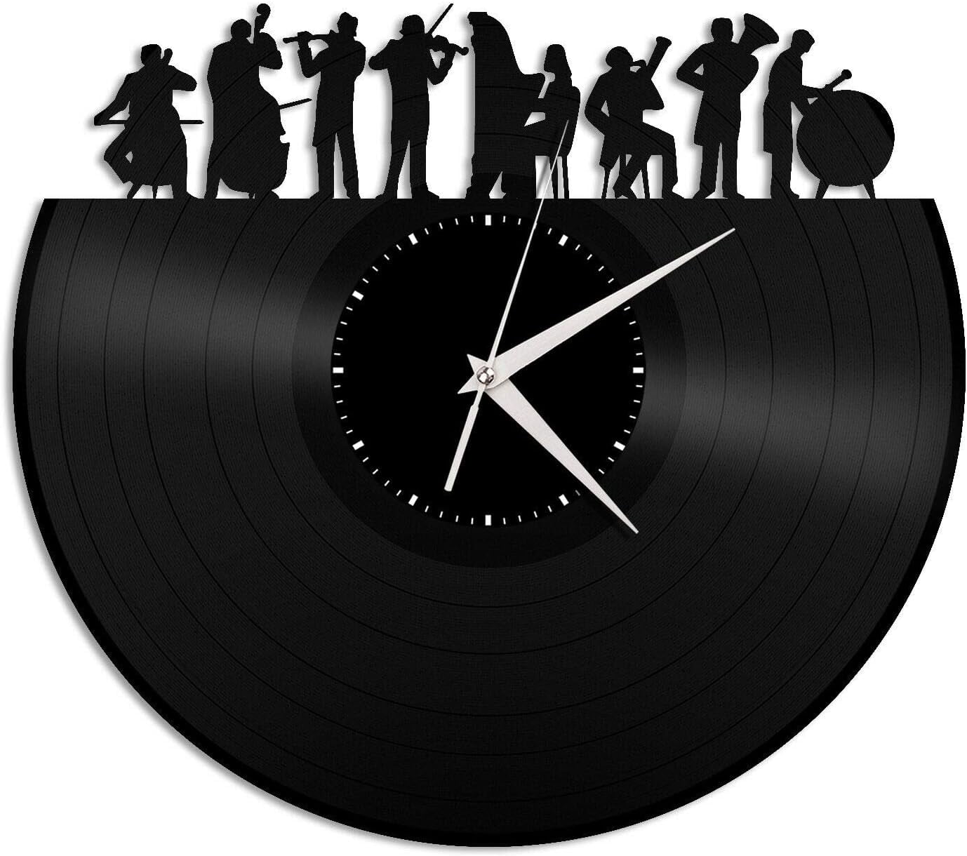 Orchestra Vinyl Wall Clock,Vinyl Record Clock Wall Art Black Handmade ...